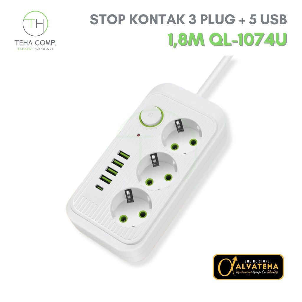 Jual Kabel Rol Stop Kontak 7 Port 4 Port USB 3.0 Slot Type C Quick ...