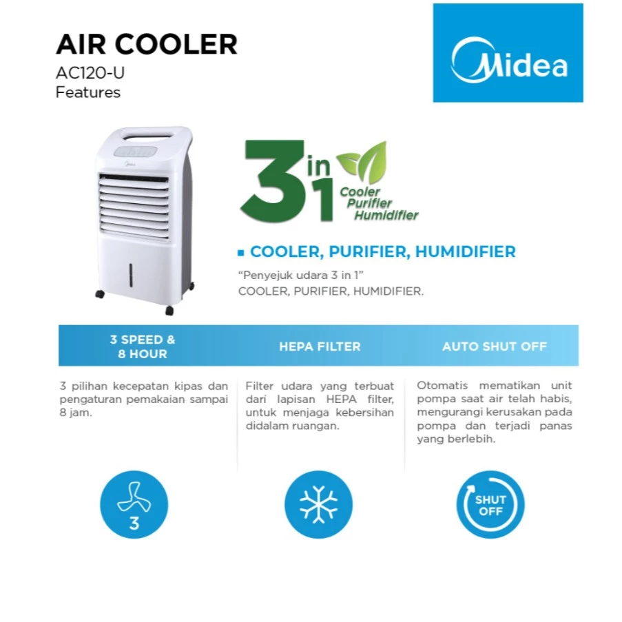 Jual Air Cooler MIDEA AC120-U KHUSUS BATAM | Shopee Indonesia