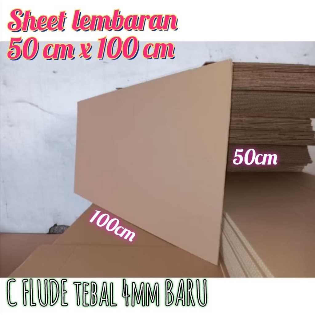 Jual KARDUS SHEET LEMBARAN 50 X 100 CM TEBAL 4MM C-FLUDE 50X100 CM ...