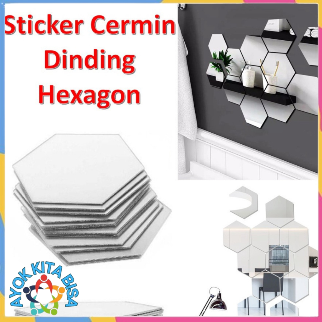 Jual AKB Stiker Cermin Dinding Anti Pecah Segi Enam Tempel Sticker Kaca ...