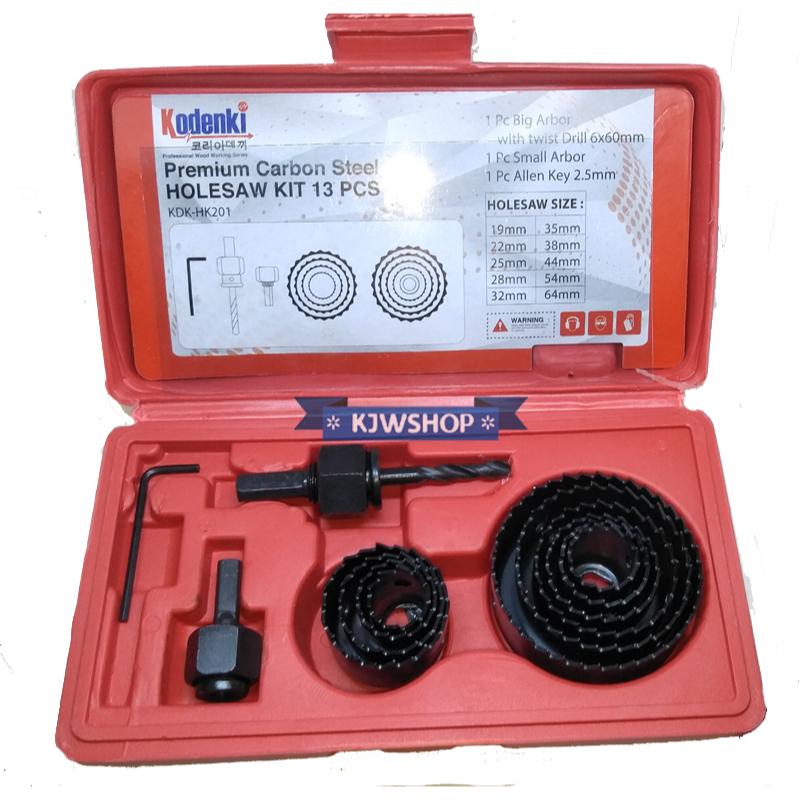 Jual Holesaw Set Hole Saw Kit 13 pcs KDK-HK201 Pelubang Kayu PVC 13 Pcs ...