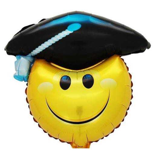 Jual Balon wisuda smile head jumbo graduation / balon emoticon topi ...