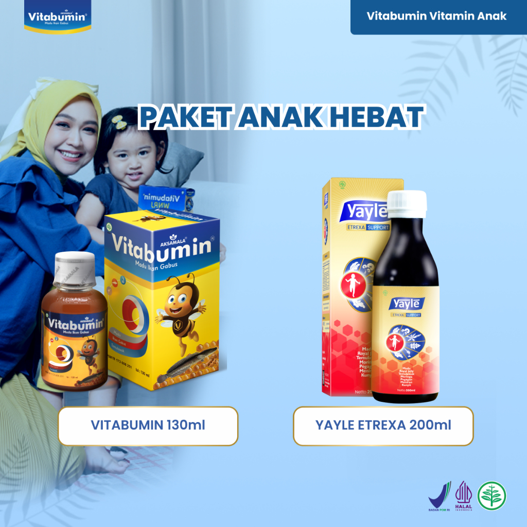 Jual Vitabumin 130ml/60ml & Yayle Etrexa 200ml/120ml | Paket Anak Hebat ...