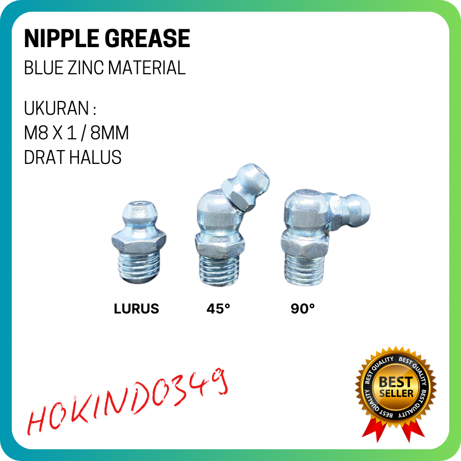 Jual NIPPLE GREASE 8MM LURUS/45°/90° BLUE ZINC NEPEL GEMUK STEMPET 8MM ...