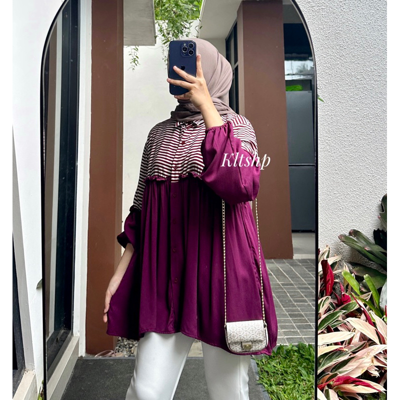 Jual HEILA KEMEJA SALUR KOMBINASI // HEILA TOP / KEMEJA K1502 | Shopee ...