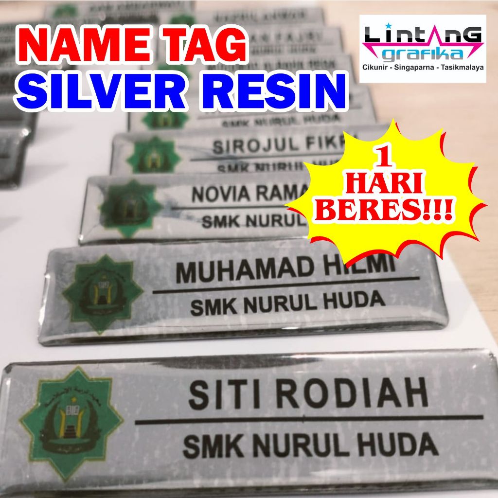 Jual Name Tag PAPAN NAMA DADA Silver Resin MAGNET KUNINGAN SEKOLAH ...