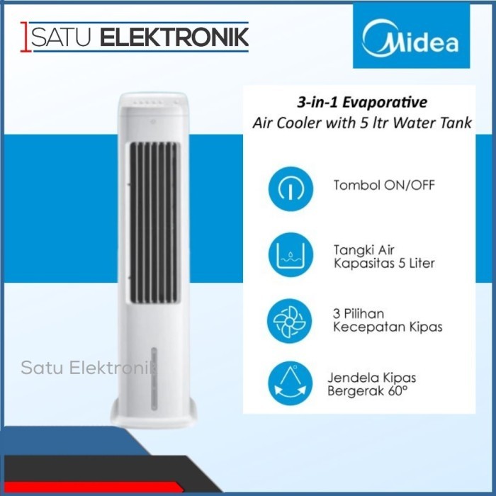 Jual Midea Air Cooler 5 Liter MAC500M0BPW 3in1 with Remote and Ionizer ...