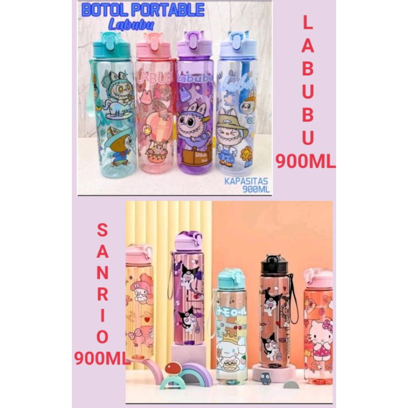 Jual BOTOL MINUM LABUBU / SANRIO 900 ML BOTOL BENING AIR SEDOTAN ANTI ...