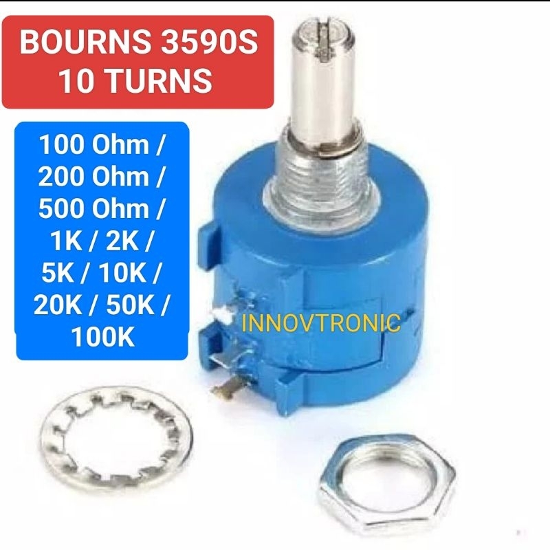 Jual BOURNS 3590S Multiturn Potentio Potensio Variable Resistor 100 Ohm ...