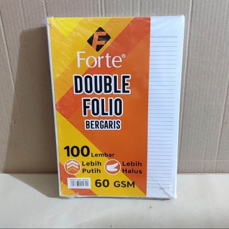 Jual 1 Pak Kertas Double Folio Bergaris Isi 100 Lembar FORTE | Shopee ...