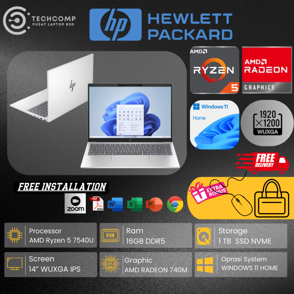 Jual LAPTOP HP PAVILION PLUS 14 RYZEN 7 7840 16GB 512GB SSD AMD RADEON VEGA WQXGA+ 120HZ OLED ...