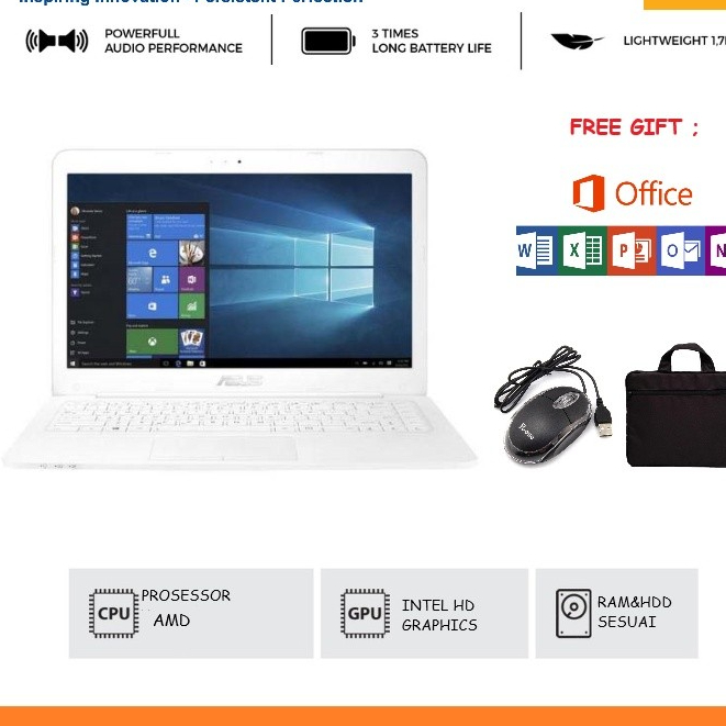 Jual LAPTOP ASUS E402 AMD E2 RAM 4GB SSD 256GB WINDOWS 10/FREE TAS ...