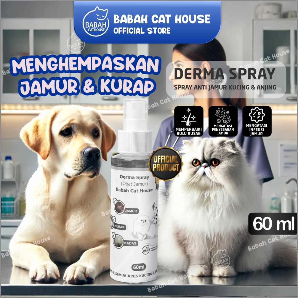 Jual DERMA SPRAY Obat Anti Jamur Untuk Hewan Kucing Anjing Jamuran ...