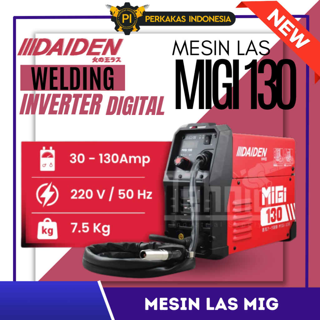 Jual Mesin Mini MIG MIGI DAIDEN 130 Trafo Las Inverter Travo CO2 dg atau Tanpa Gas Gasless ...