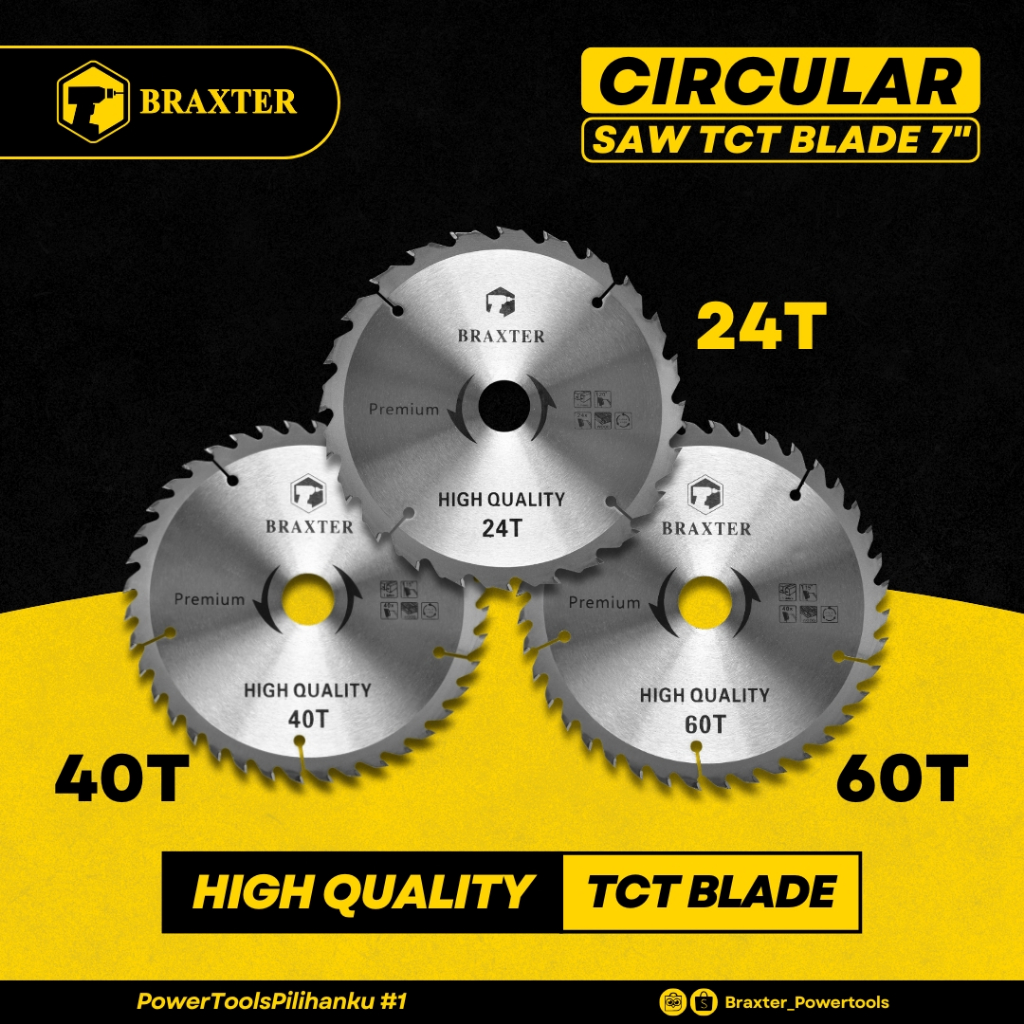 Jual BRAXTER CIRCULAR SAW BLADE 24T 40T 60T 7" TCT | Shopee Indonesia