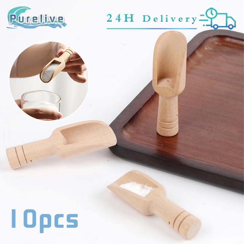 Jual 10pcs Sendok Kayu Pinus Sendok Garam Mandi Sendok Garam Kecil ...