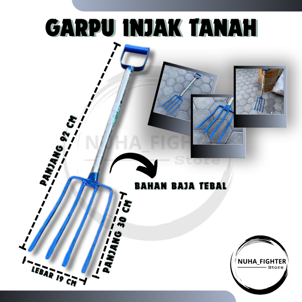 Jual Garpu Injak tanah 4 Garpu bahan Baja Full besi panjang 92 CM ...