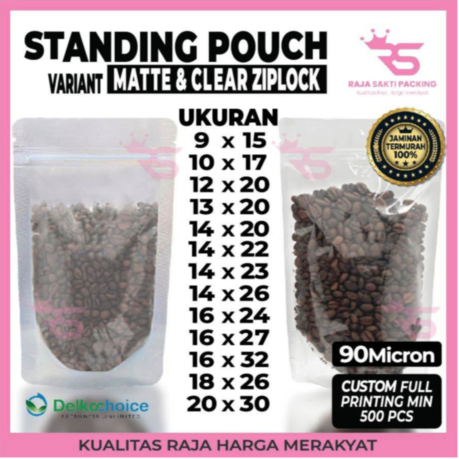 Jual Standing Pouch Ziplock Matte Doff & Ziplock Clear Plastik Klip ...
