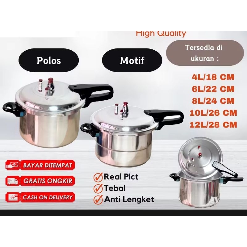 Jual panci Presto Stainless alumunium High Quality ( ANTI KARAT )/4L, 6L, 8L, 10L, 12L | Shopee ...