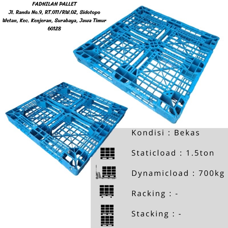 Jual PALLET PLASTIK BIRU BEKAS UKURAN 110X110X12 UNTUK PENYIMPANAN ...