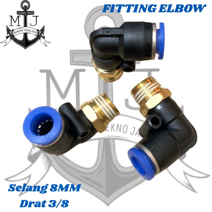 Jual fitting elbow pneumatic MPL 08-03 selang 8mm drat 3/8" inchi | Shopee Indonesia