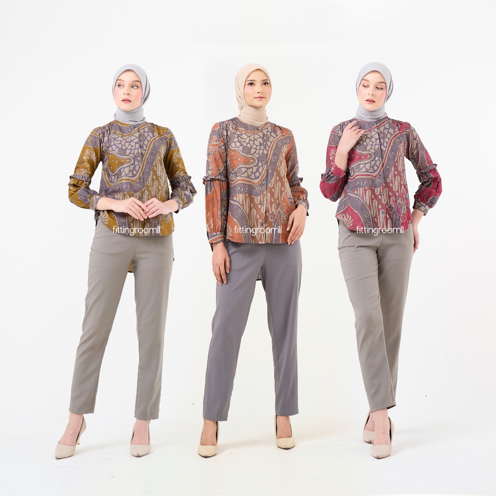 Jual FITTINGROOM11 Blouse Batik - Kemuning Blouse | Shopee Indonesia