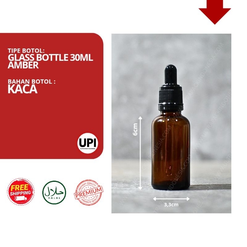 Jual KEMASAN BOTOL KACA PIPET TETES - BOTOL KACA BR 30ML AMBER ...