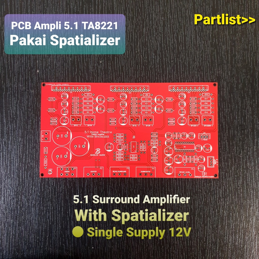 Jual PCB Ampli 5.1 12Volt TA8221 pakai spatializer | Shopee Indonesia