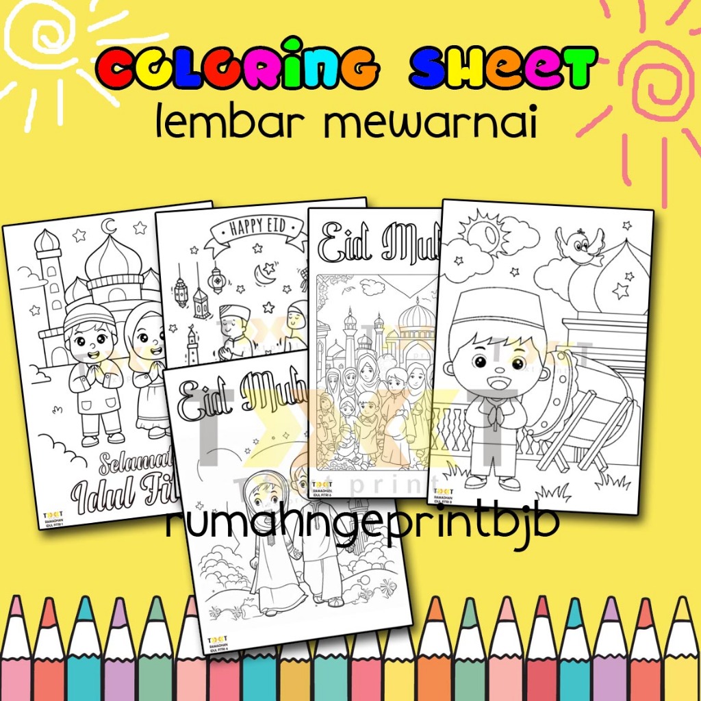 Jual Kertas Gambar Mewarnai A4 TEMA RAMDAHAN IDUL FITRI LEBARAN ...
