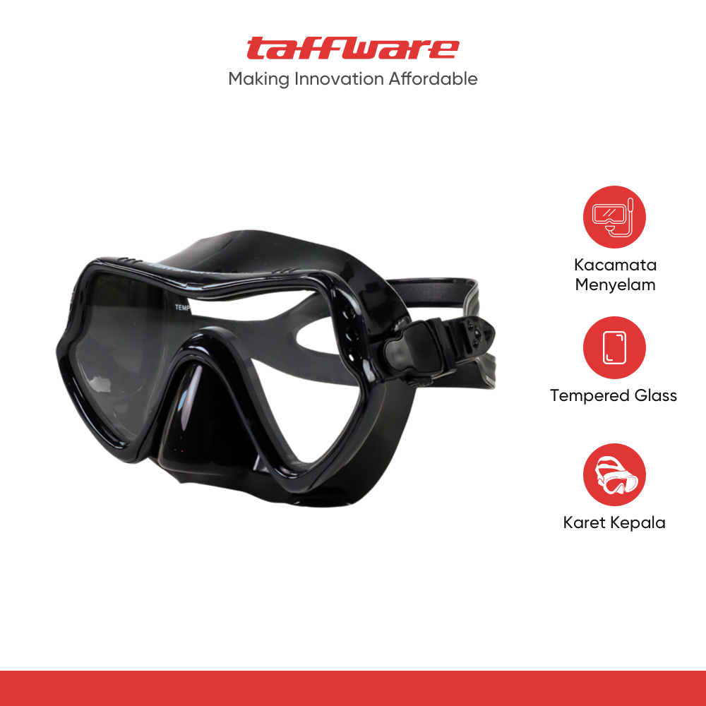 Jual TaffSPORT Kacamata Selam Scuba Diving Tempered Glass - 502 - Black ...