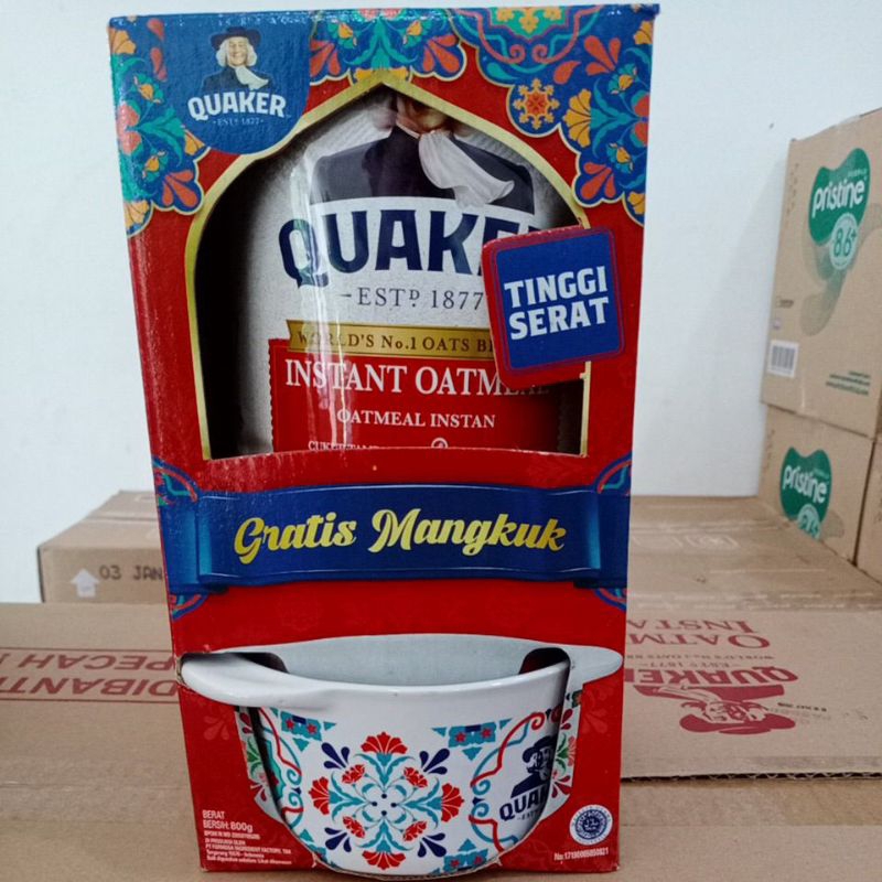 Jual QUAKER INSTANT OATMEAL MERAH 800G FREE MANGKOK | Shopee Indonesia