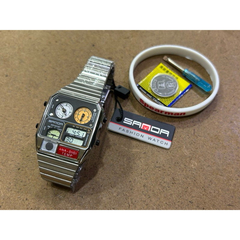 Jual Jam sanda cowok dual time stainless | Shopee Indonesia