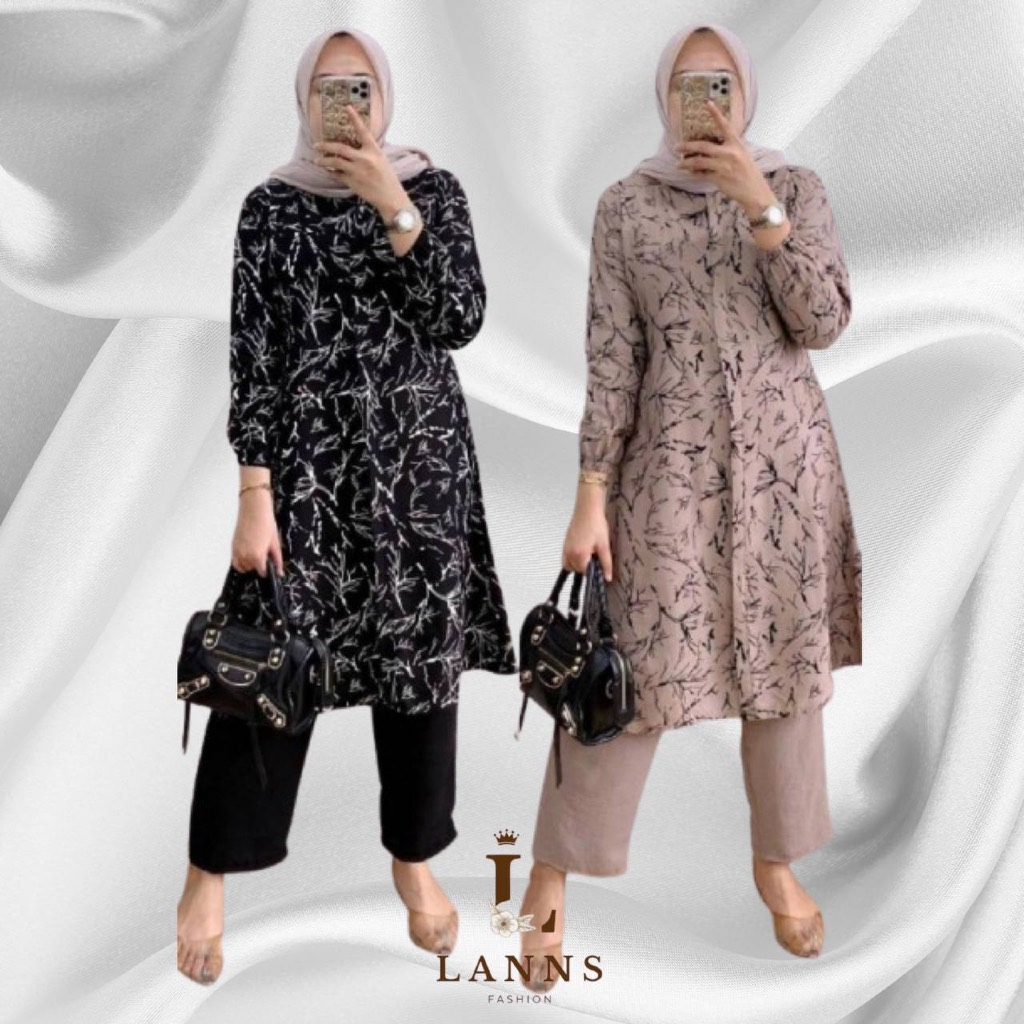 Jual Setelan Oneset Long Tunik Laveta Rayon Diamond Celana Cringkle ...