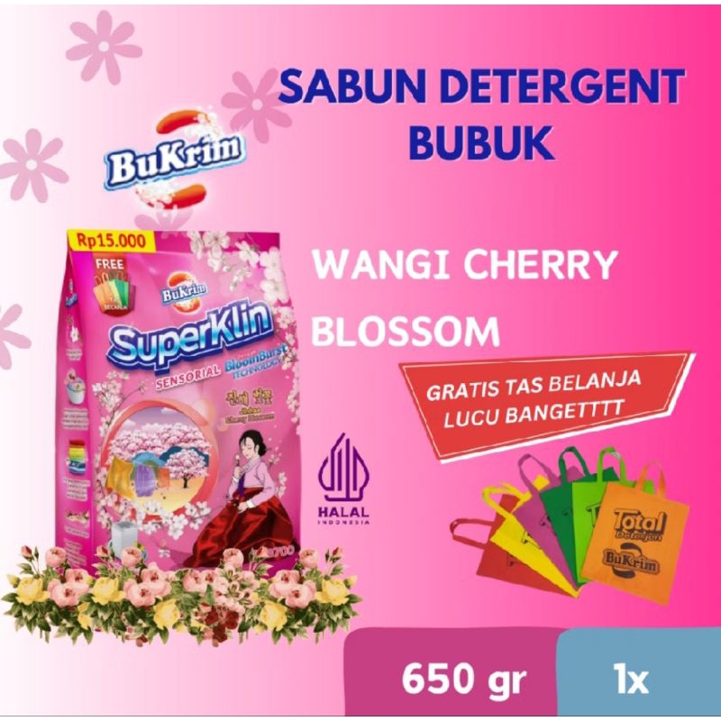 Jual BUKRIM SUPERKLIN SENSORIAL 650GR DETERGEN 15.000 AN FREE TAS ...