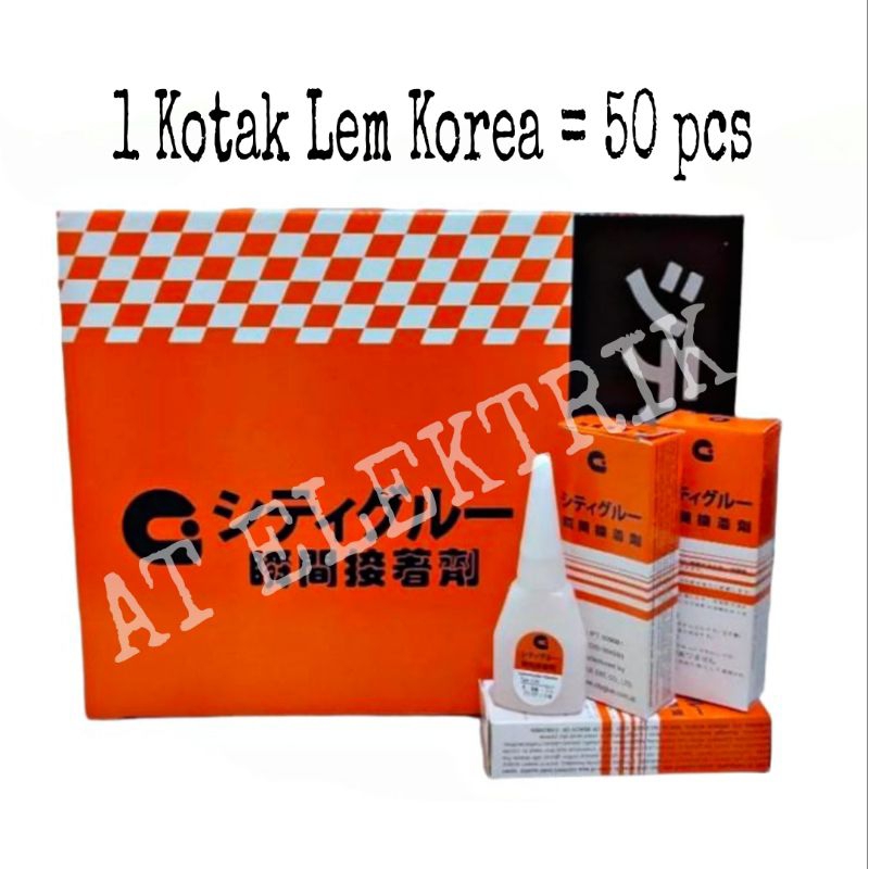 Jual 1 Kotak = 50pcs Lem Korea / Lem Korea C / Power Glue / Lem Besi ...