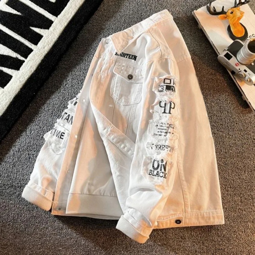 Jual cllay_collection Jaket Jeans Pria Denim Putih Terbaru Tebal/ Jaket ...