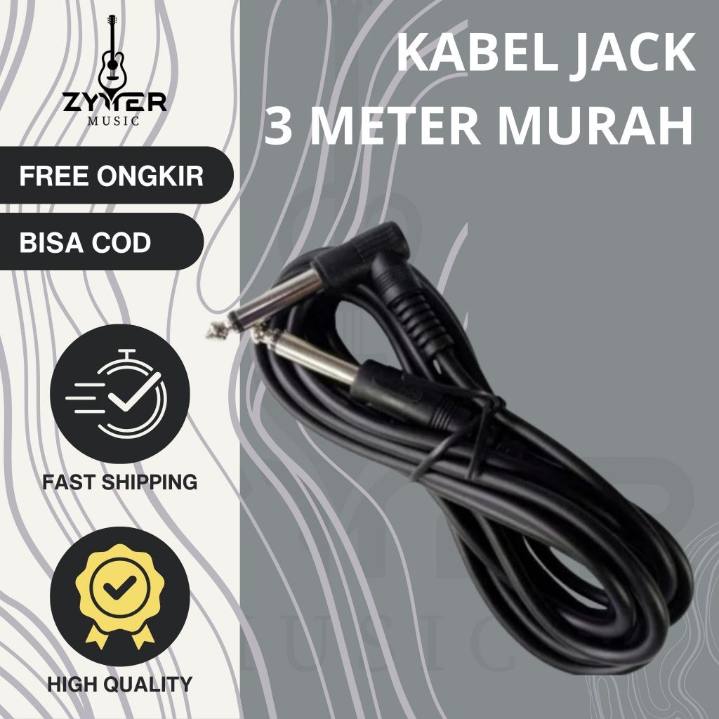Jual Kabel Jack Gitar 3 meter 6,5mm L Shape – Gitar Akustik/Elektrik ...