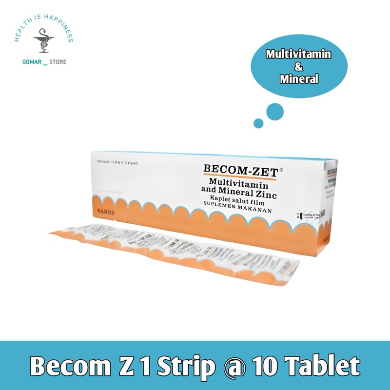 Jual Becom-Z per strip @10tablet (Multivitamin dan mineral) | Shopee ...