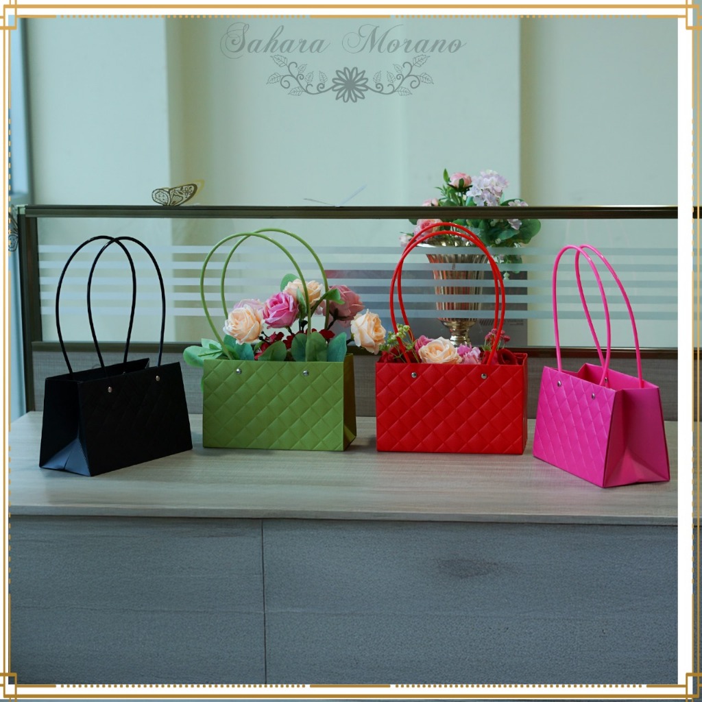 Jual Flower bag Motif Kotak Kotak Emboss Tas Buket Bunga Hand Bag Paper ...