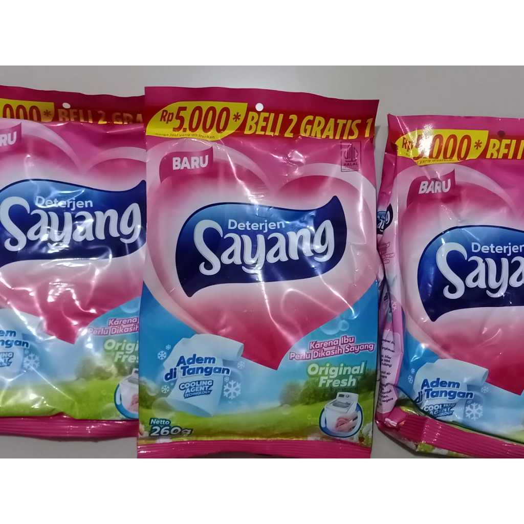 Jual Deterjen SAYANG bubuk isi 260 GR BELI 2 GRATIS 1 ( DAPAT 3 BUNGKUS ...