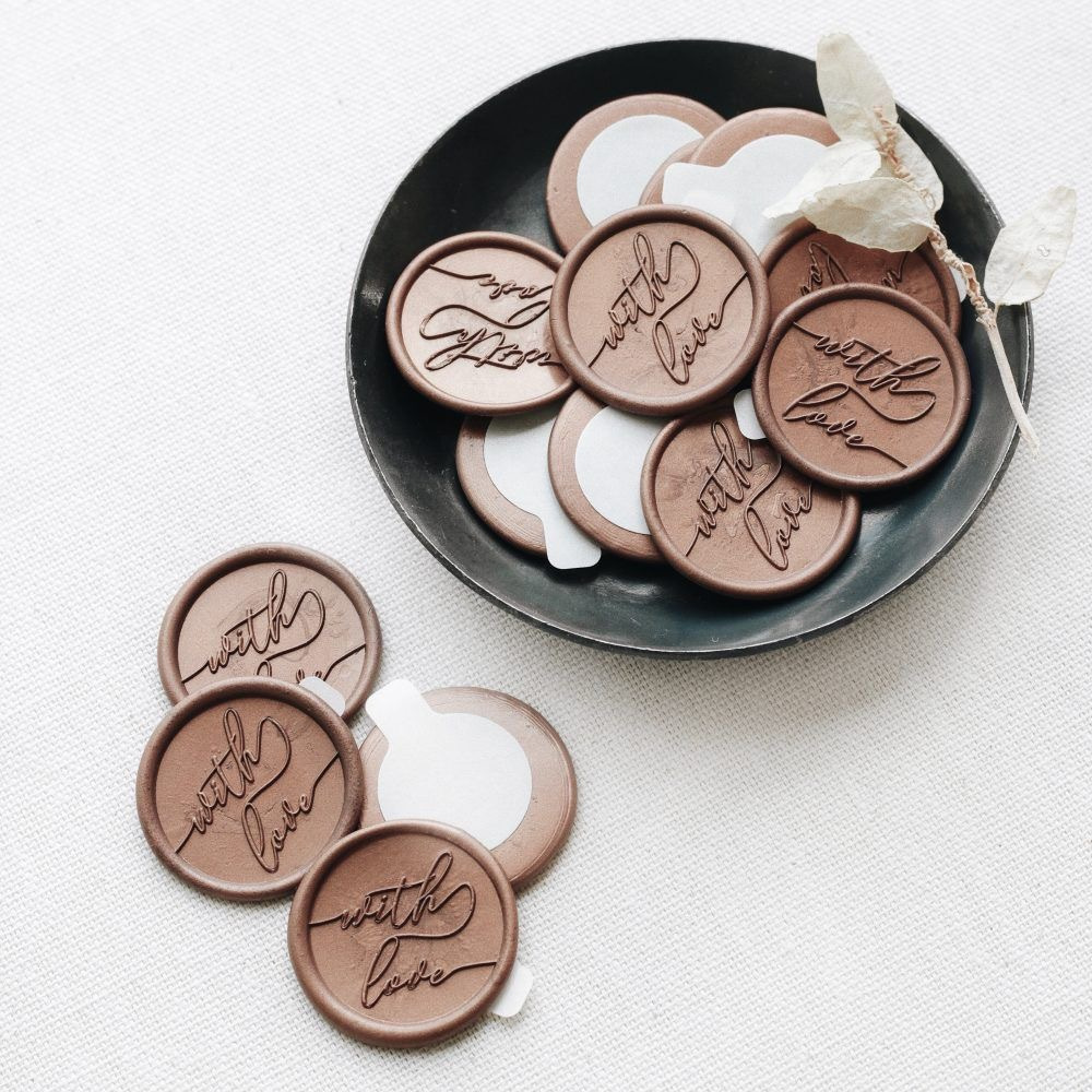 Jual (CLG) With Love 5 - 1 Pcs seal wax coin sticker siap pakai ready ...