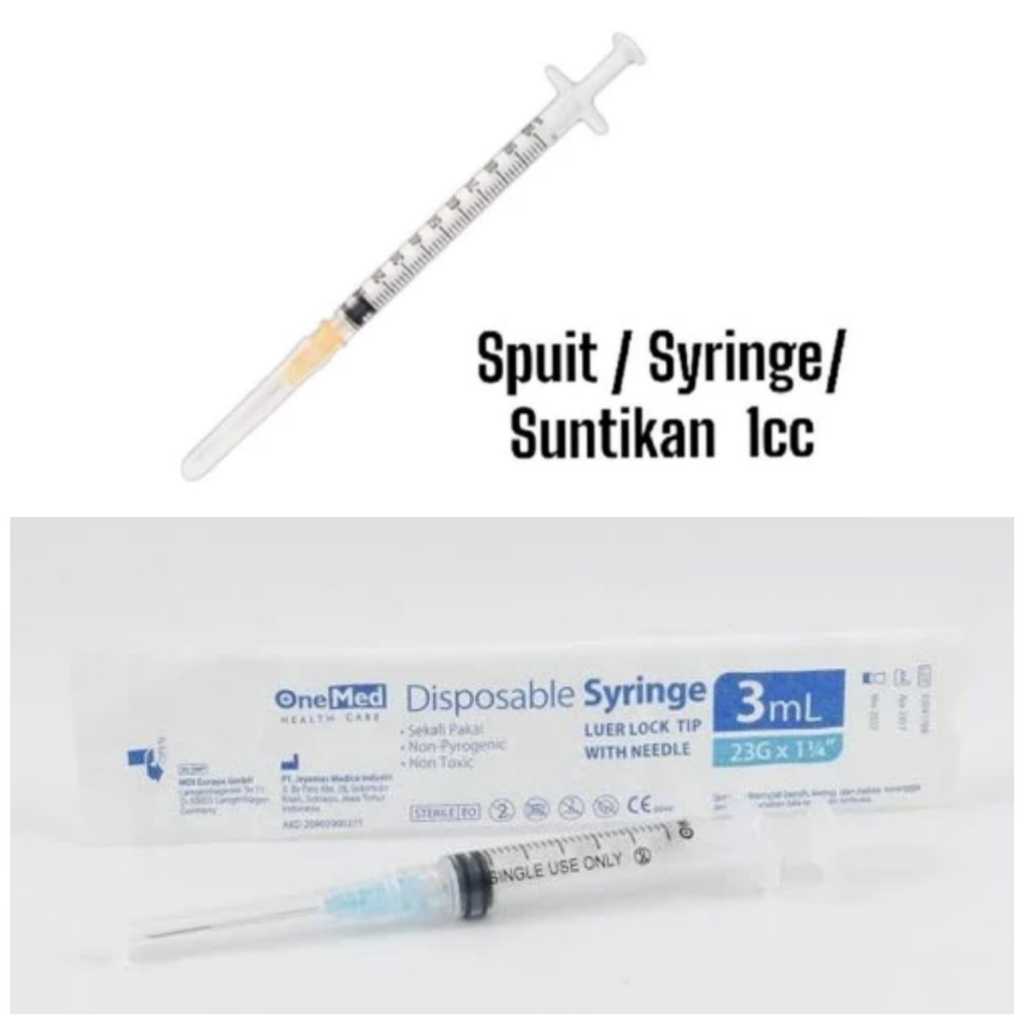 Jual Suntikan 1 ml cc 3 ml cc Disposable Syringe Needle Jarum Suntik ...