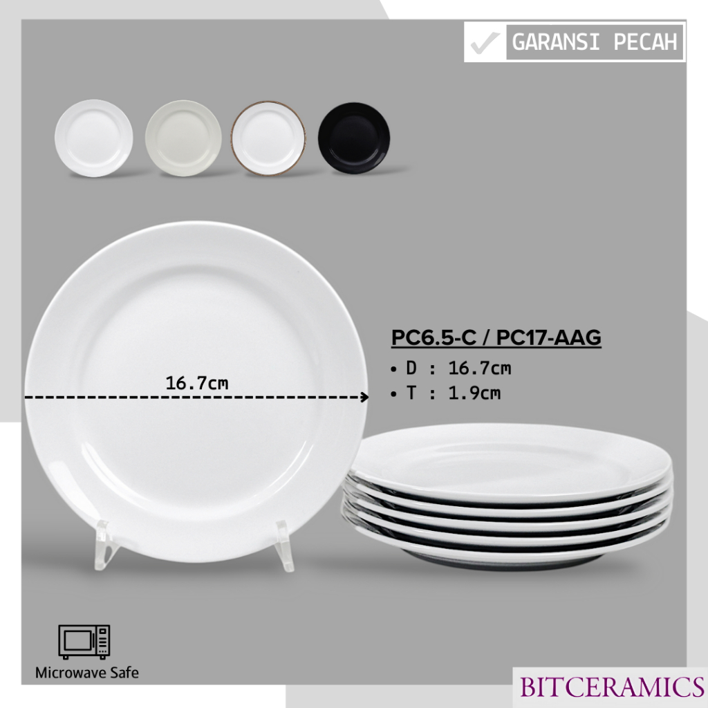 Jual Piring Kue Keramik 16.7CM (1PCS) Polos By Indo Keramik / Piring ...