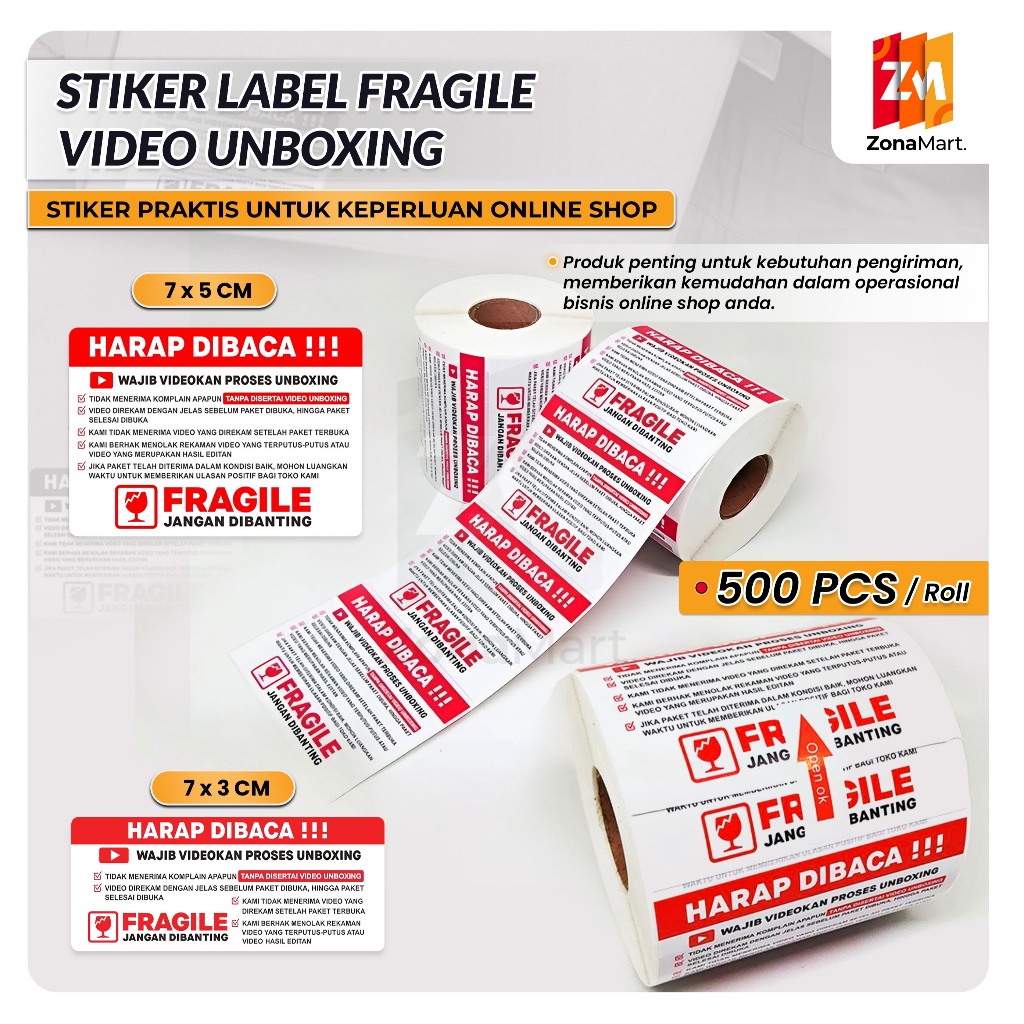 Jual Label Sticker FRAGILE Wajib Video Unboxing Stiker Jangan Dibanting ...
