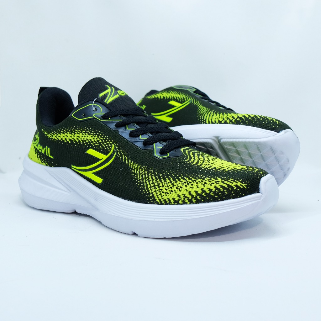 Jual Sepatu Running Pria ZEVIL Black Stabilo – Sneakers Olahraga Ringan ...