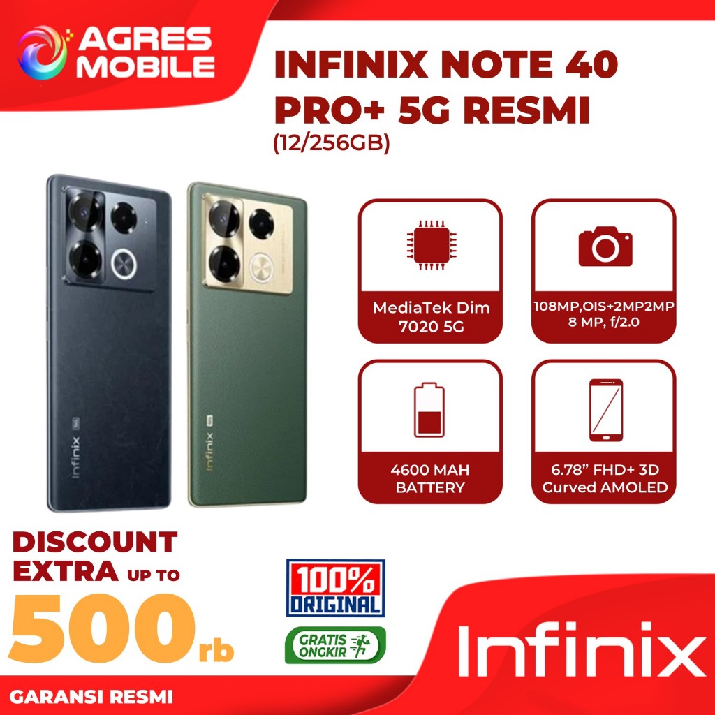 Jual Infinix Note 40 Pro+ 5G 12/256GB - Up to 24GB RAM - Dimensity 7020 ...