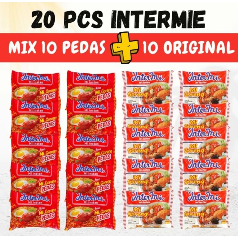 Jual Mie intermie goreng 10pcs mix intermie pedas 10pcs | Shopee Indonesia