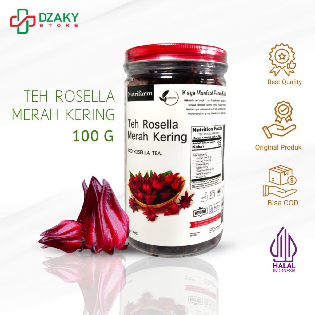 Jual TEH BUNGA ROSELLA PREMIUM ORGANIK 100G MERAH KERING | Shopee Indonesia