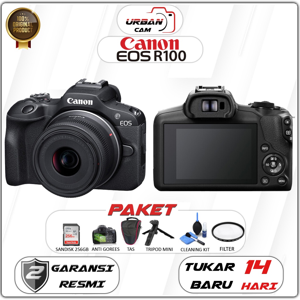 Jual Canon EOS R100 KIT RF-S 18-45mm f4.5-6.3 IS STM RESMI / Canon EOS ...