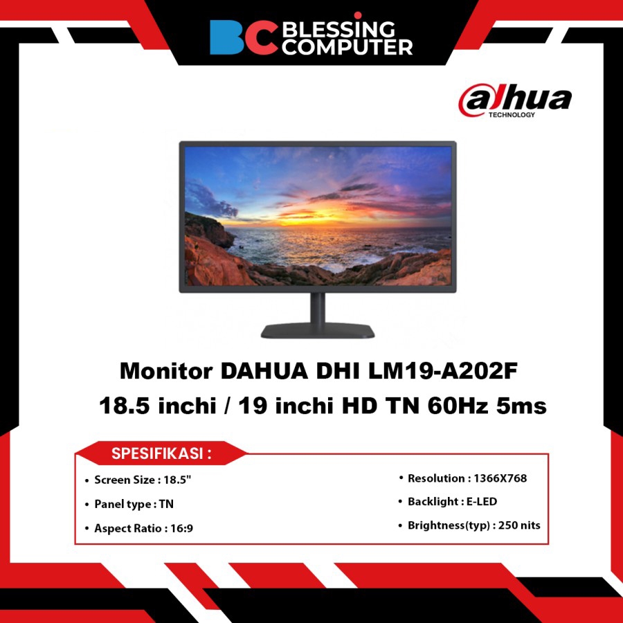 Jual Monitor DAHUA DHI LM19-A202F 18.5 inchi / 19 inchi HD TN 60Hz 5ms ...
